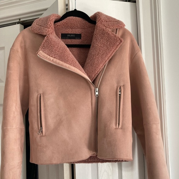 Zara | Jackets & Coats | Zara Pink Shearling Jacket | Poshmark